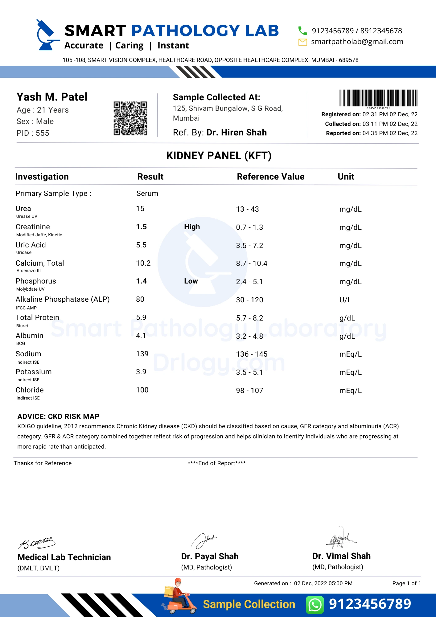 Pathology Lab Report Format Templates For CBC LFT KFT Drlogy